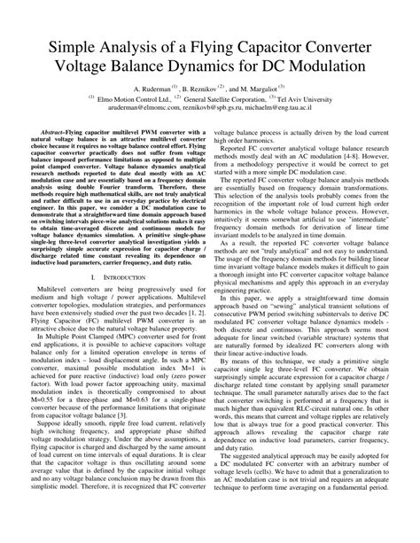 Pdf Simple Analysis Of A Flying Capacitor Converter Voltage Balance Dynamics For Dc Modulation