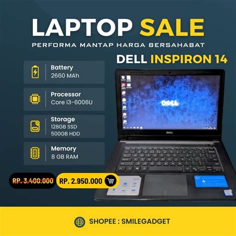 Jual Laptop Dell Inspiron Series Core I U Ram Gb Ssd Gb Hdd Gb Kondisi