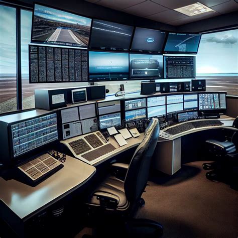 multiple computer screens monitoring system with multiple displays on wall tv control room