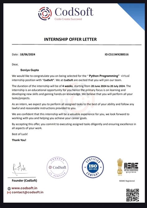 Soniya Gupta On Linkedin Codsoft