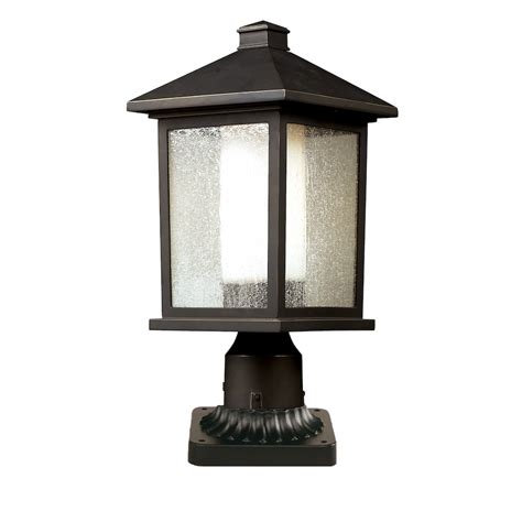 Z Lite Z Lite Mesa Transitionnel Bronze Huilé Et Verre Miteux 1 Lumière 17 5 Pouces Extéri