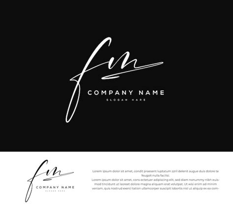 Fm Fm 초기 문자 필기 및 서명 로고 프리미엄 벡터