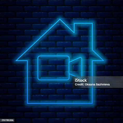 빛나는 네온 라인 비디오 카메라 끄기 집에서 아이콘 고립 벽돌 벽 배경 비디오가 없습니다 벡터 0명에 대한 스톡 벡터 아트 및 기타 이미지 Istock