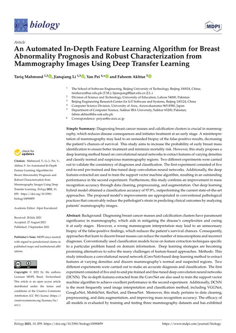 Pdf An Automated In Depth Feature Learning Algorithm For Breast