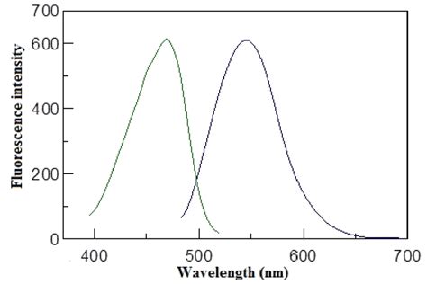 Excitation And Emission Spectra Of The Reaction Product Of 0 1 W V