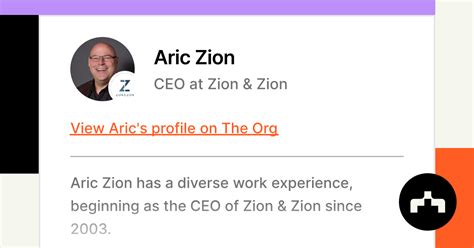 Aric Zion Ceo At Zion And Zion The Org
