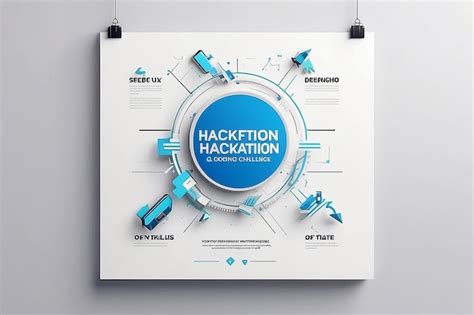 Premium Photo Tech Hackathon Coding Challenge Rules Signage Mockup With Blank White Empty