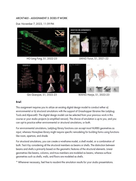 Arch7465 23f Assignment 5 Does It Work Pdf Simulation