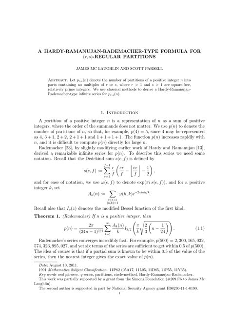 Pdf A Hardy Ramanujan Rademacher Type Formula For Rs Regular