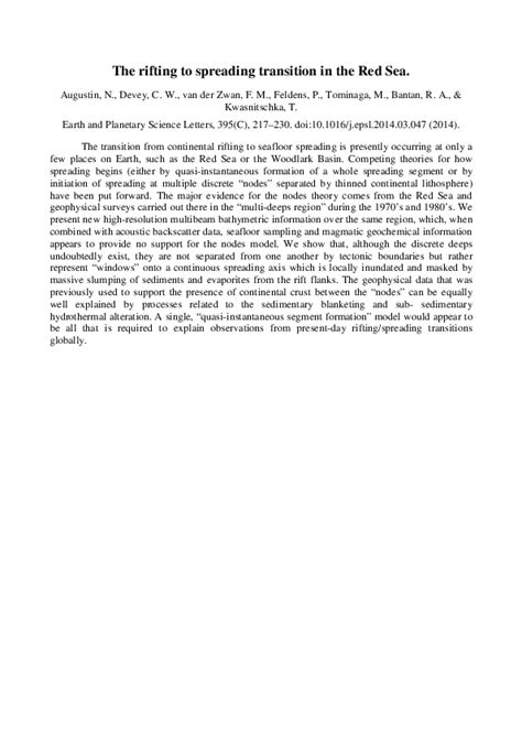 Pdf The Rifting To Spreading Transition In The Red Sea Daniel F
