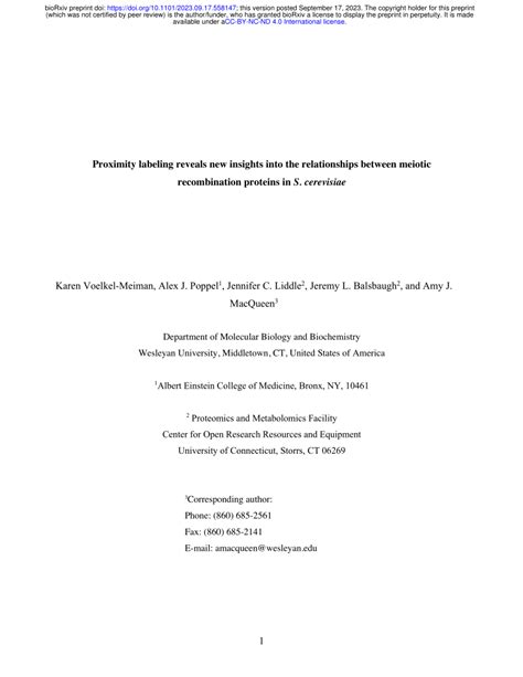 Pdf Proximity Labeling Reveals New Insights Into The Relationships Between Meiotic