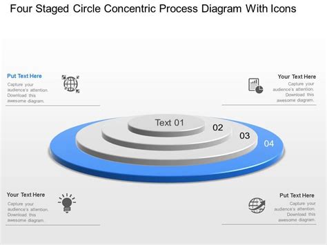 Lx Four Staged Circle Concentric Process Diagram With Icons Powerpoint Template Slide