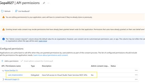 Unable To List Azure Devops Organization By Azure Devops Rest Api Using Service Principal