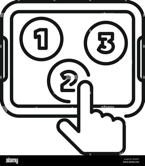 Person Is Pushing A Button On A Tablet Selecting The Second Of Three