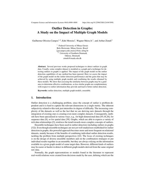 PDF Outlier Detection In Graphs A Study On The Impact Of Multiple Graph Models