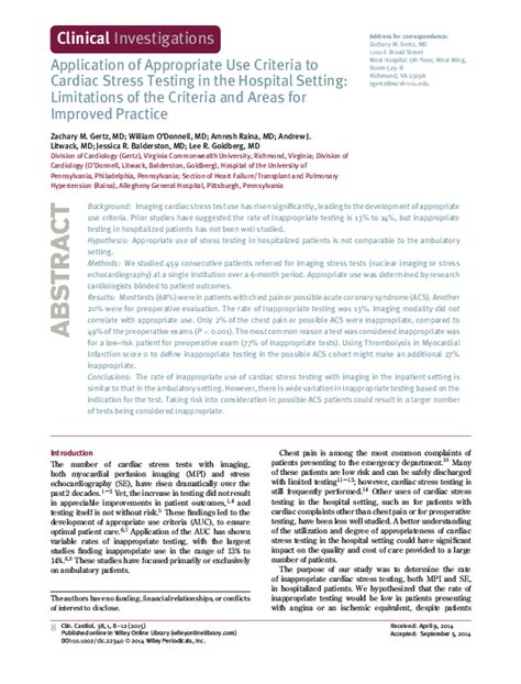 Pdf Application Of Appropriate Use Criteria To Cardiac Stress Testing
