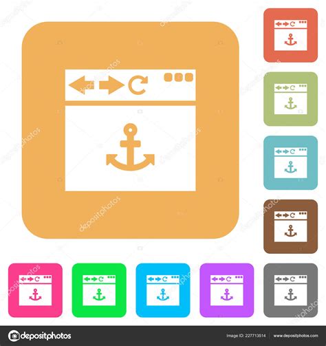 Browser Anchor Flat Icons Rounded Square Vivid Color Backgrounds Stock Vector By ©renegadehomie