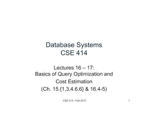 pdf database systems cse 414 query optimizer overview there