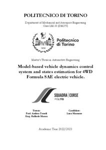 Model Based Vehicle Dynamics Control System And States Estimation For WD Formula SAE Electric