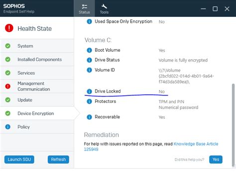 Drive Locked Status In Endpoint Diagnostics Discussions Sophos Endpoint Sophos Community