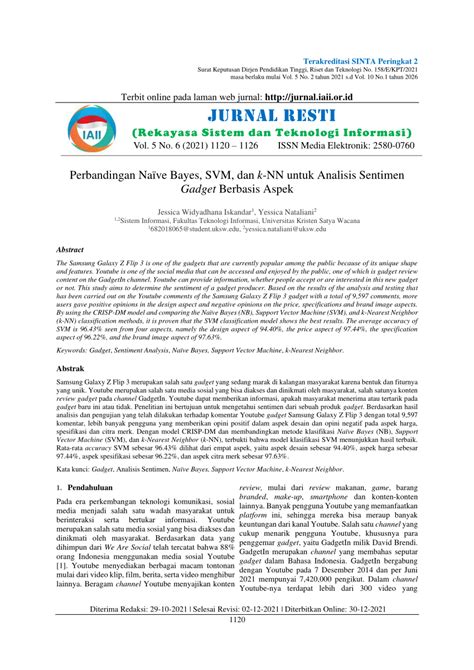 Pdf Perbandingan Naïve Bayes Svm Dan K Nn Untuk Analisis Sentimen