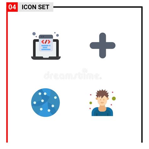 4 creative icons modern signs and symbols of coding global