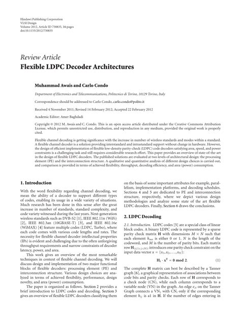 Pdf Flexible Ldpc Decoder Architectures