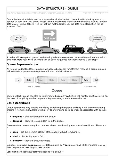 Dsa Queue Lecture Notes Tutorialspoint Data Structures Algorithms Dsa Queue Htm Copyright