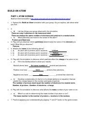 ANSWER KEY BUILD AN ATOM PART I ATOM SCREEN Build An Atom Simulation Phet Colorado