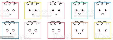 다양한 감정을 가진 이모티콘 만화 스타일의 이모티콘 흰색에 격리된 벡터 그림 감정에 대한 스톡 벡터 아트 및 기타 이미지