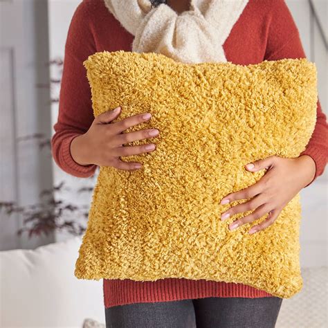 loops and threads® cozy sherpa™ ruched knit pillow projects michaels