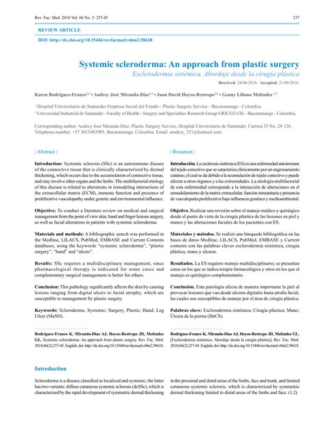 Pdf Systemic Scleroderma An Approach From Plastic Surgery Pdf Systemic Scleroderma An Approach From Plastic Surgery