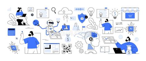 Machine Learning Artificial Intelligence Digital Transformation Tech Business Metaphor Set