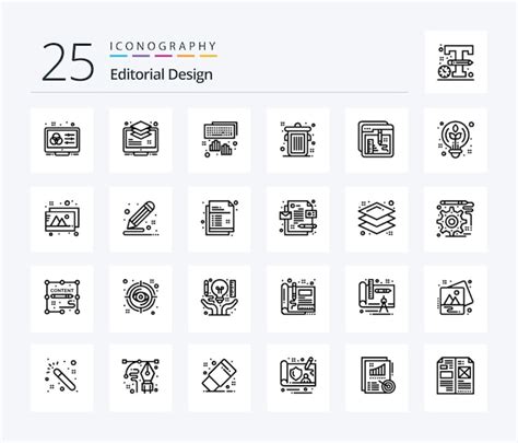 premium vector editorial design 25 line icon pack including browser