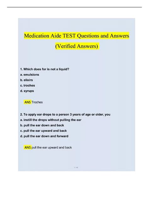 Certified Medication Aide Practice Exam Latest 2025 Complete Questions And Answers Graded A