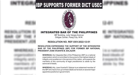 Integrated Bar Of The Philippines Supports Former DICT USEC Jose Vicente Salazar