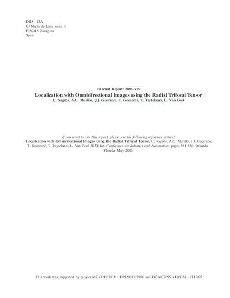 Pdf Localization With Omnidirectional Images Using The Radial Trifocal Tensor