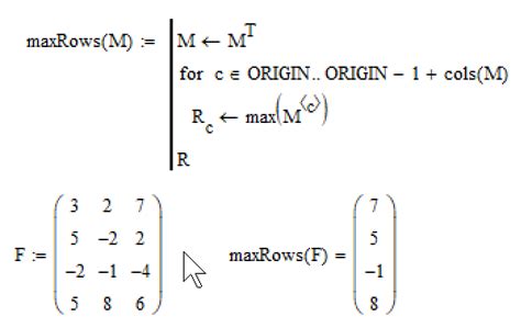 Solved Determining Maximum Values Per Row In A Matrix Ptc Community