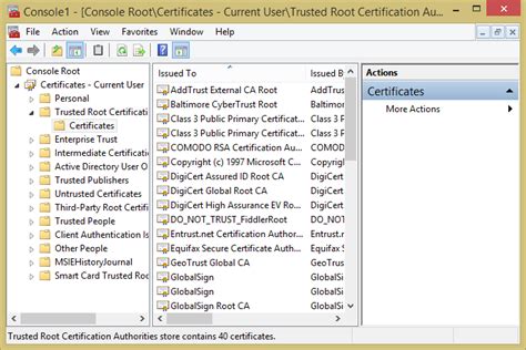 trusted root certificates