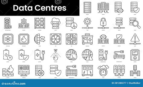 Set Of Outline Data Centres Icons Minimalist Thin Linear Web Icons Bundle Vector Illustration