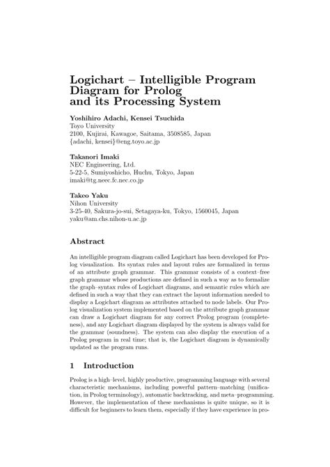 Pdf Logichart Intelligible Program Diagram For Prolog And Its Processing System
