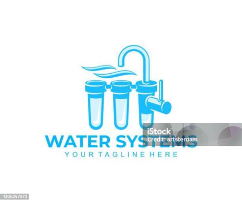 물 필터 식수 시스템 및 수처리 디자인 필터링 여과 또는 정화 배관 수도꼭지 여과 또는 정제 된 액체 벡터 설계 및 그림 정수기 물통에 대한 스톡 벡터 아트 및 기타 이미지