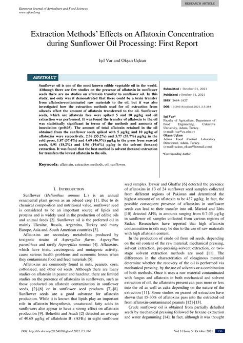 Pdf Extraction Methods Effects On Aflatoxin Concentration During