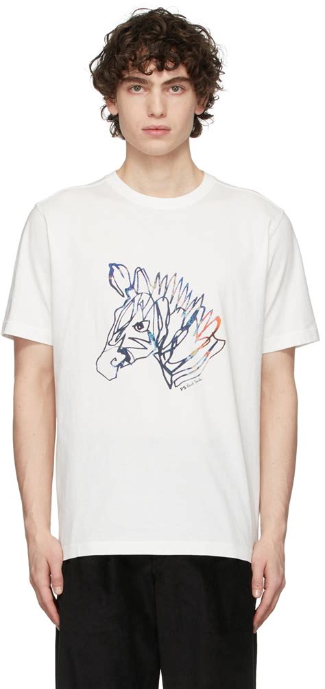 Ps By Paul Smith White Dreamscape Zebra T Shirt Ps By Paul Smith