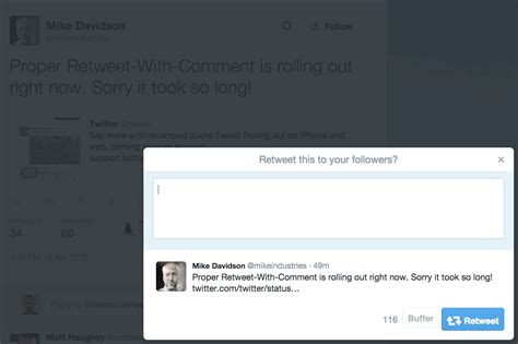 Twitter Cleans Up Quote Tweet Tweet With Comment Functionality