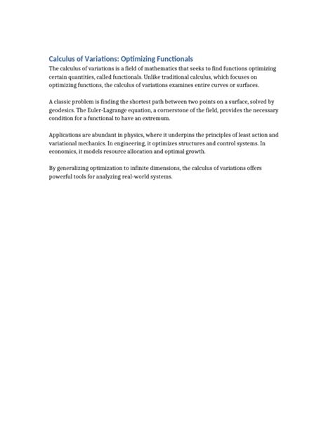 Calculus Of Variations Optimizing Functionals Pdf