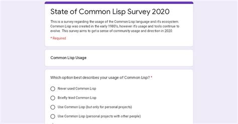 state of common lisp survey 2020 common lisp