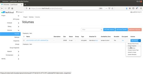 Making A Volume Snapshot Leafcloud Documentation