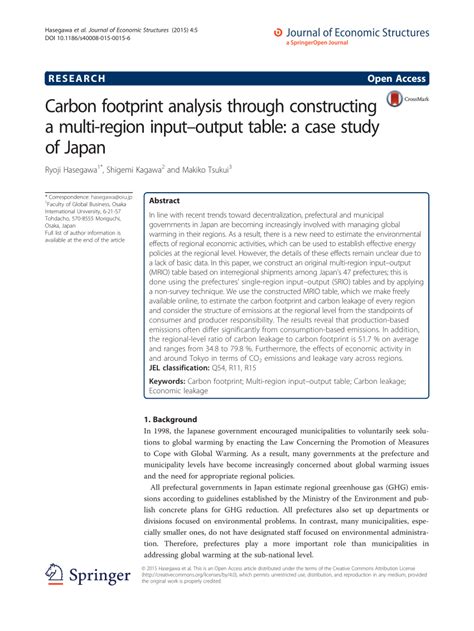 Pdf Carbon Footprint Analysis Through Constructing A Multi Region Inputoutput Table A Case