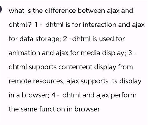 What Is The Difference Between Ajax And Dhtml StudyX